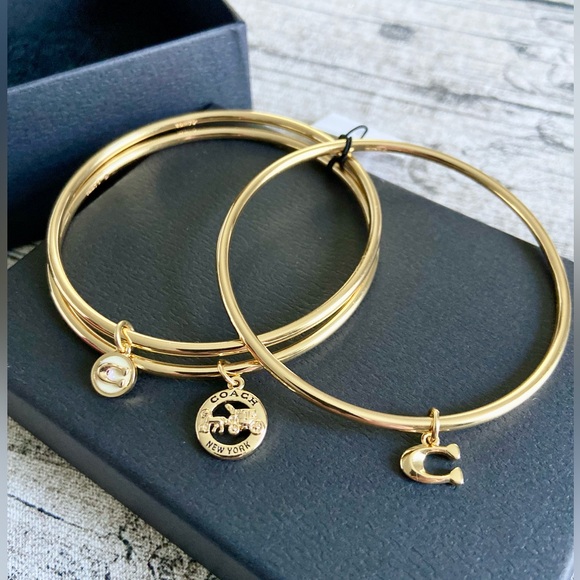 Coach | Jewelry | Nwt Coach Set Of 3 Bangle Bracelets With Charms ...